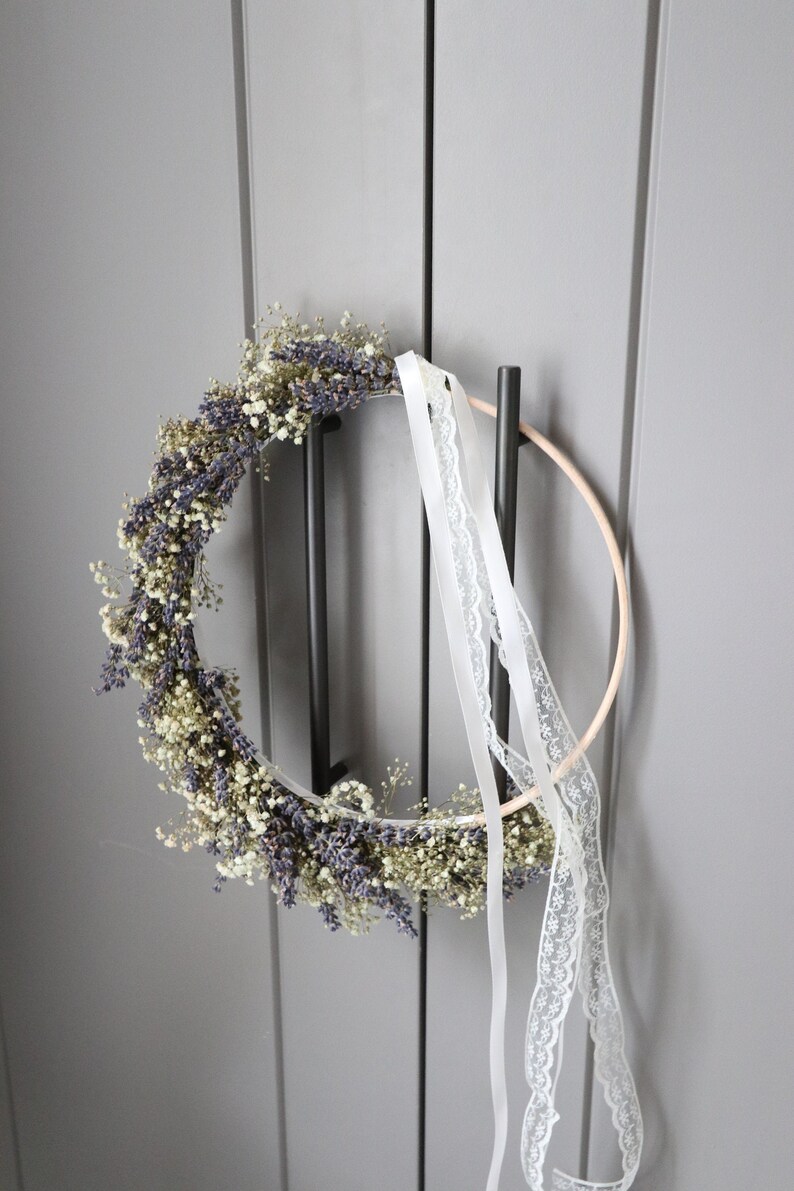 Dried Lavender and Dried Baby's Breath Wedding Bride Hoop | Etsy
