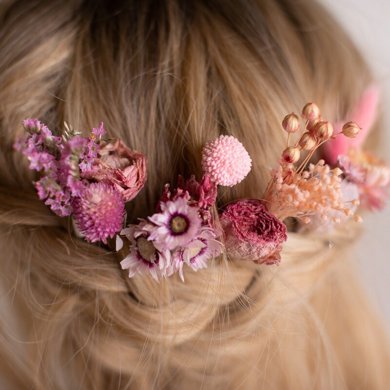Pink Hair Flower - Etsy