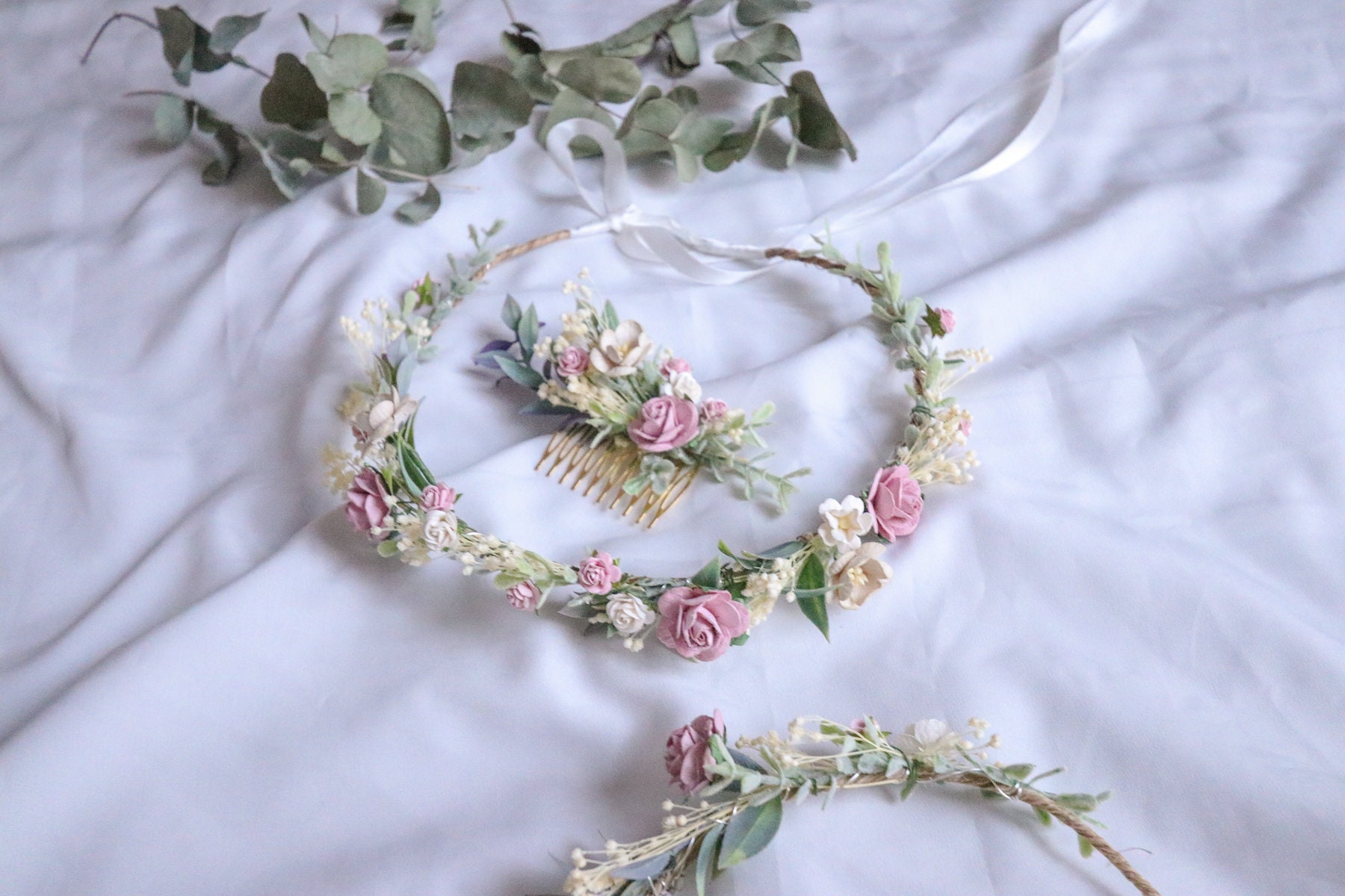 Vintage Flower Crown Boho Flower Comb Pastel Colours Pastel - Etsy Canada