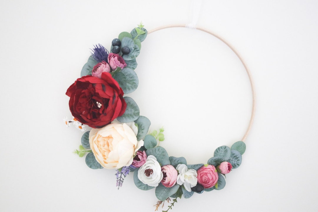 Eucalyptus Floral Hoop With Peonies, Floral Hoop, Flower Hoop, Wall ...