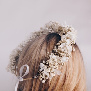 Preserved White Gypsophila & Hydrangea Bridal Boho Crown / Wedding ...