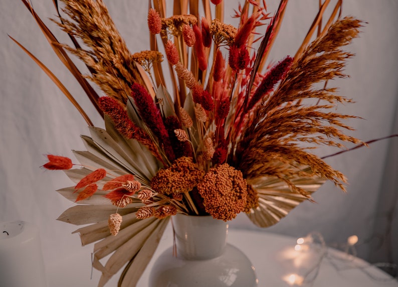 Burnt Orange Pampas Grass & Gold and Orange Large Dried Palm | Etsy UK