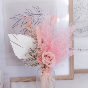 Preserved Eternal Rose Floral Vase Arrangement / Palm Spear - Etsy