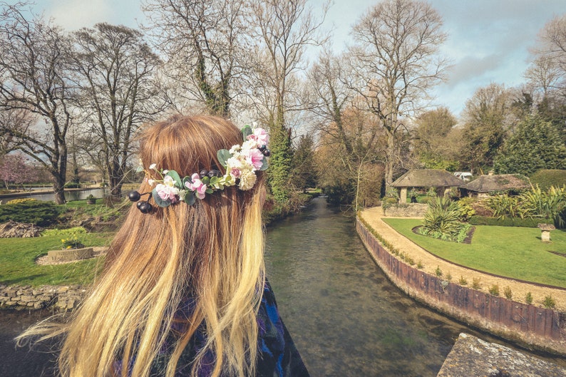 Pink Cherry Blossom Crown Wedding Crown Lush Tropical Crown - Etsy