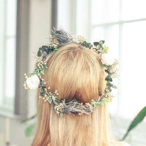 Real Dried Thistle Crown, Dried Eucalyptus and Preserved White Roses ...