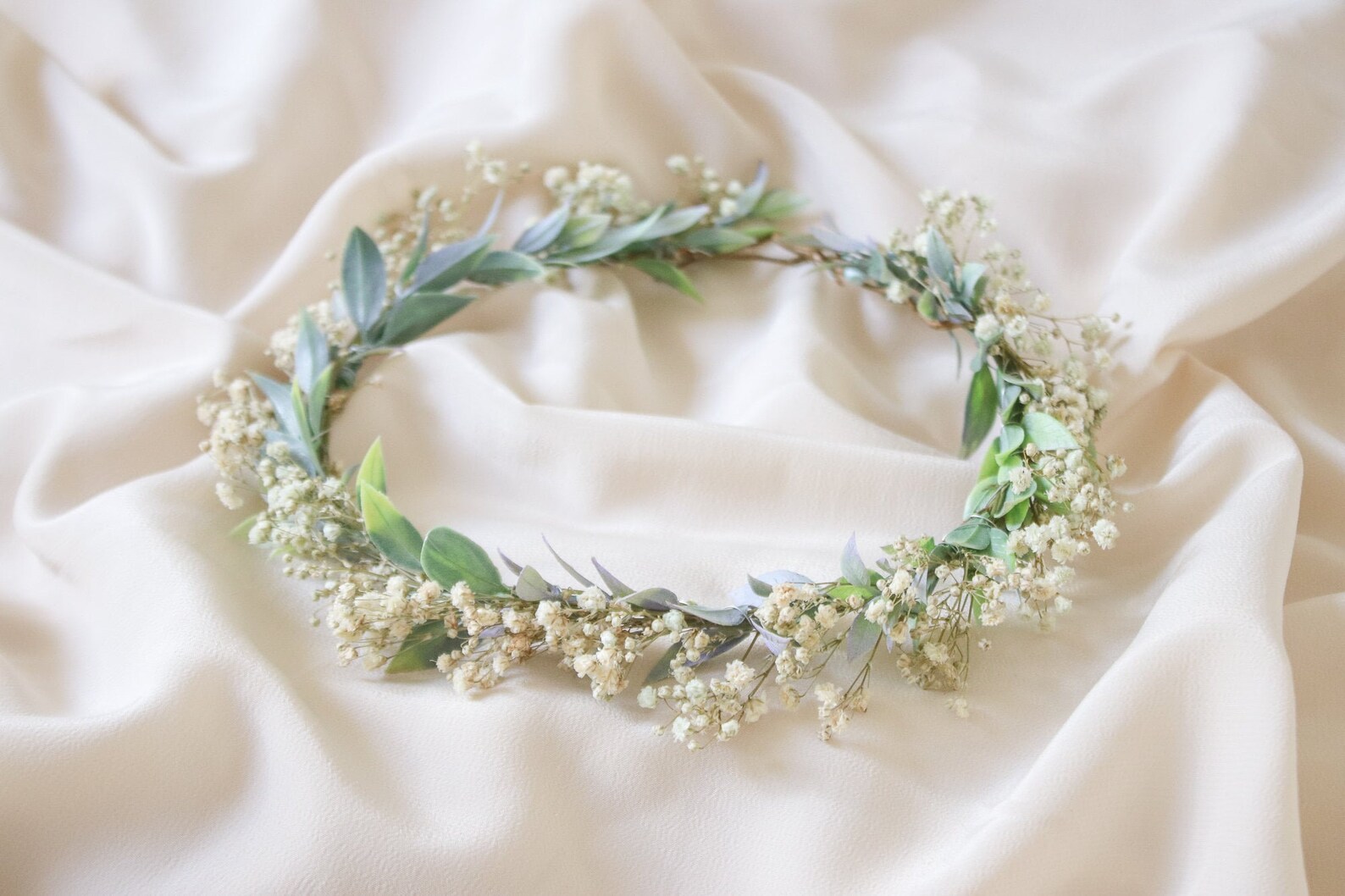 Boho Flower Wreath Baby's Breath Flower Crown Woodland - Etsy