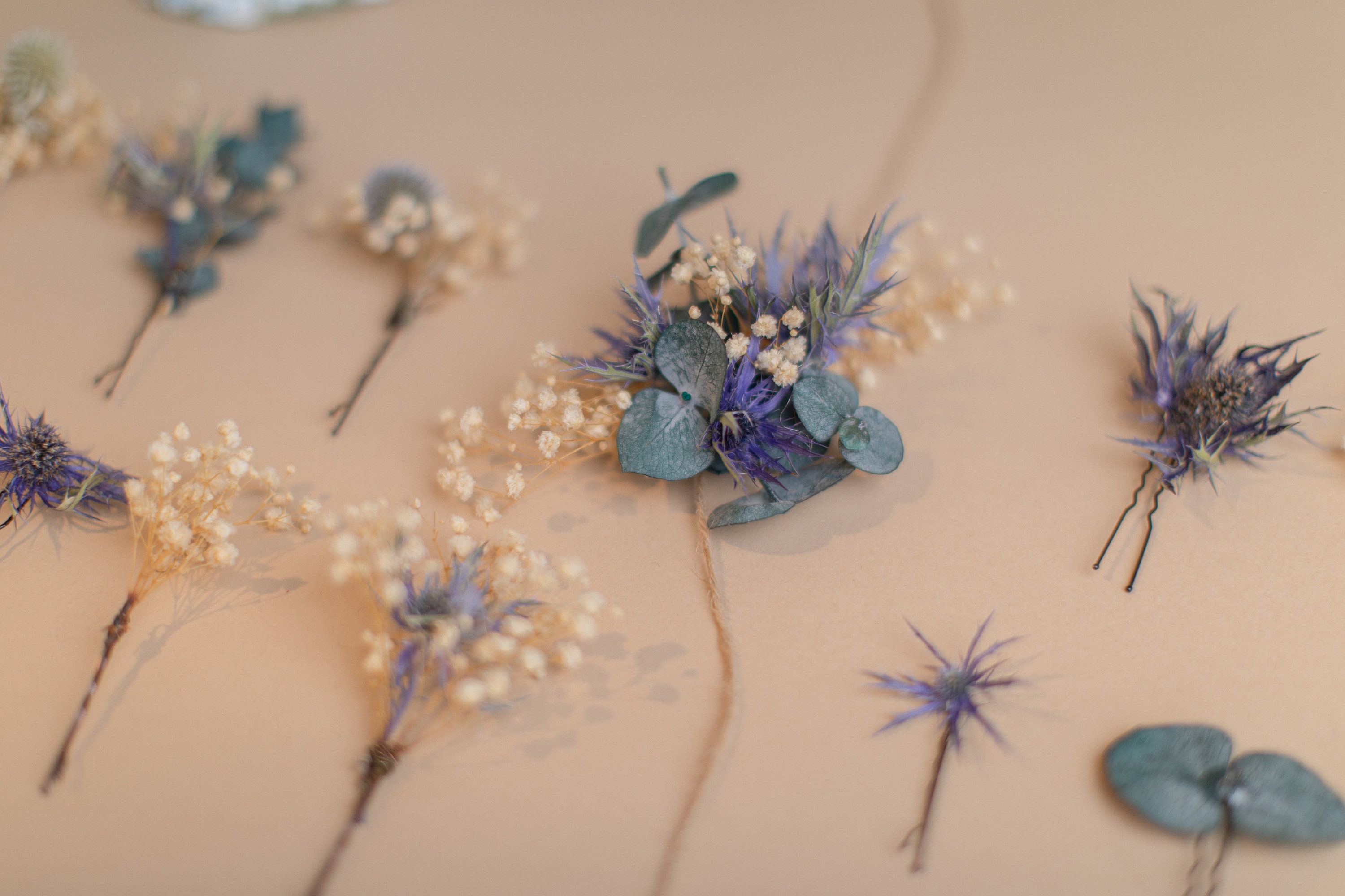 Scottish Thistle & Eucalyptus Hair Pins Set Boho Hair Pins - Etsy UK