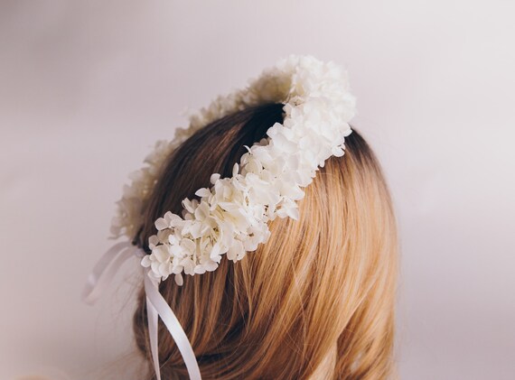 All Preserved Hydrangea Bridal Boho Crown / Ivory Hydrangea - Etsy