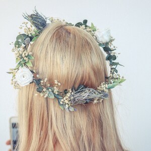 Real Dried Thistle Crown, Dried Eucalyptus and Preserved White Roses ...