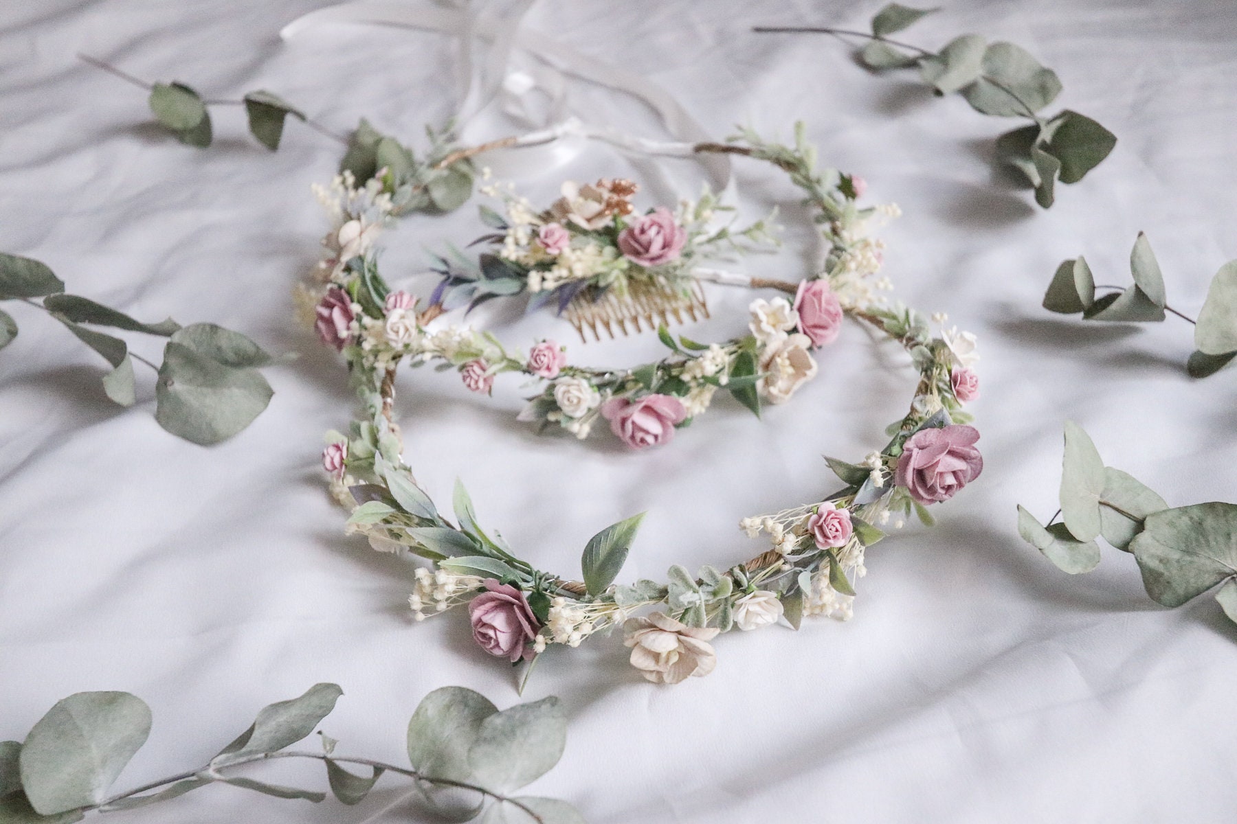 Vintage Flower Crown Boho Flower Comb Pastel Colours Pastel - Etsy Canada
