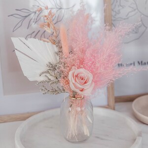 Preserved Eternal Rose Floral Vase Arrangement / Palm Spear - Etsy