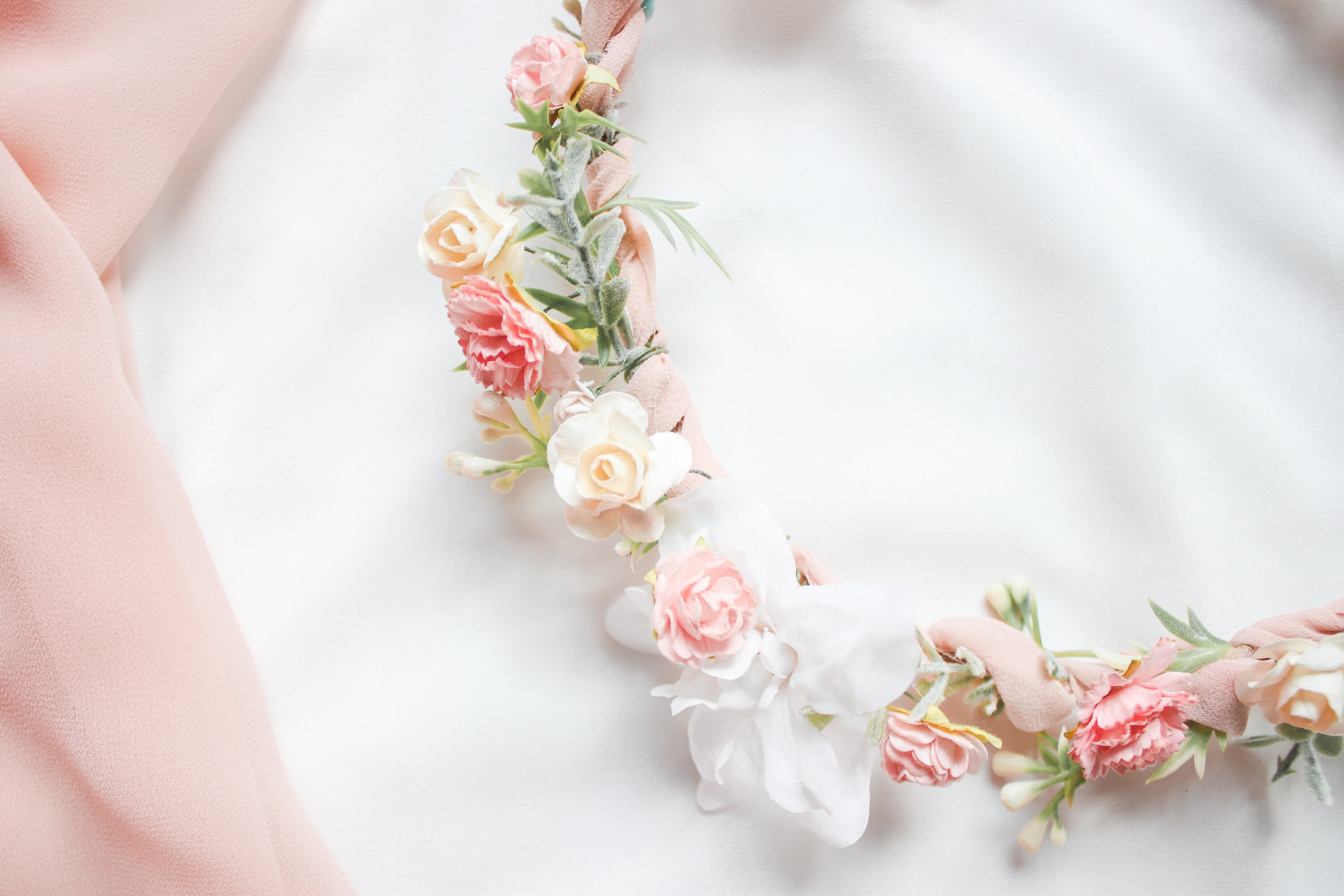 Peach Flower Crown Flower Girl Crown Silk Flower Wreath | Etsy