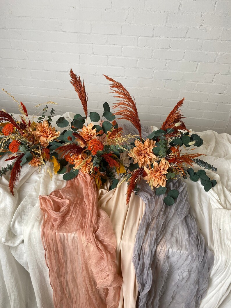 4 Section Pieces Table Runner Flower Decoration Rust Orange - Etsy