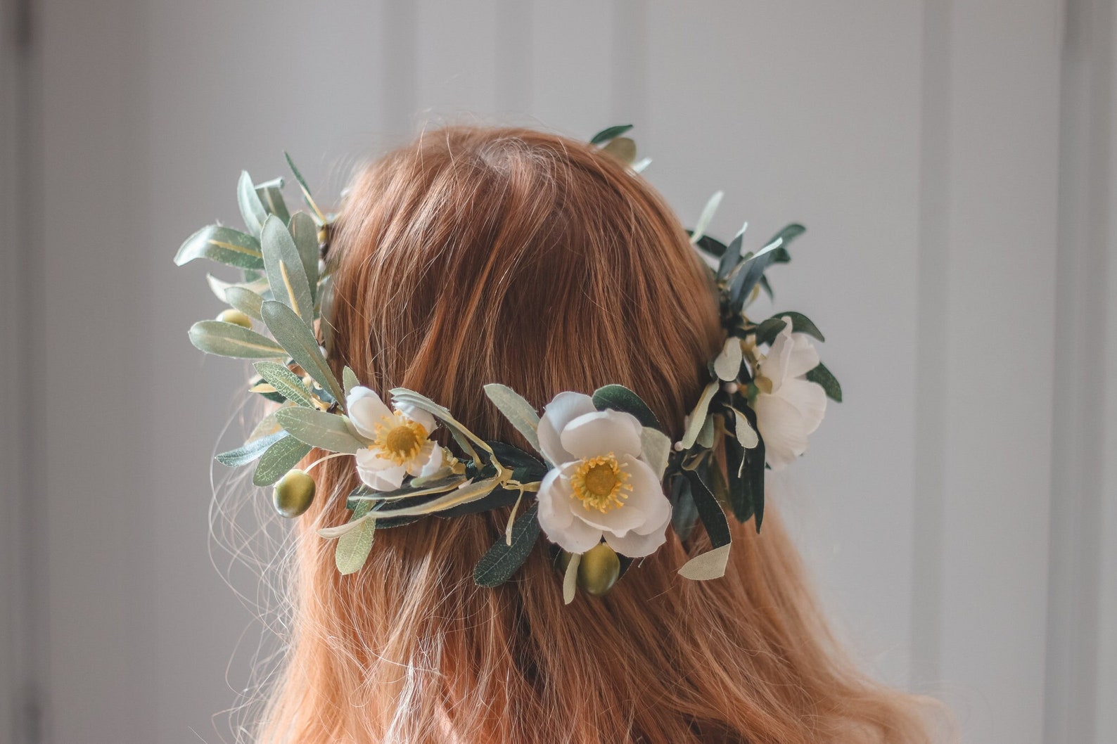 Olive Branch Wedding Crown Olive Leaves and Cream Blossoms - Etsy