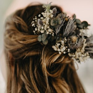 Real Dried Thistle Crown, Dried Eucalyptus and Preserved White Roses ...