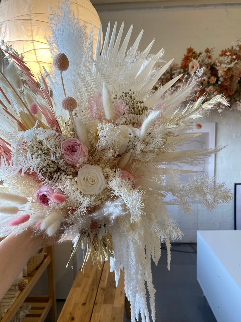 Pampas Grass & Trailing Amaranthus Bridal Boho Wedding Bouquet - Etsy