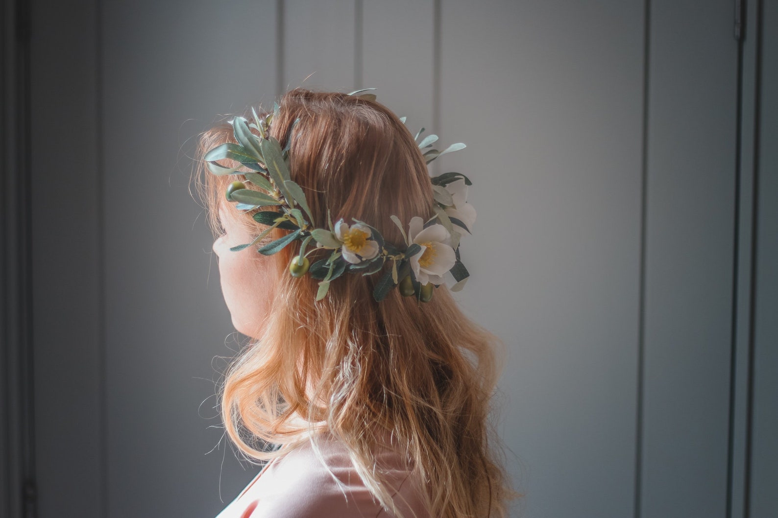 Olive Branch Wedding Crown Olive Leaves and Cream Blossoms - Etsy