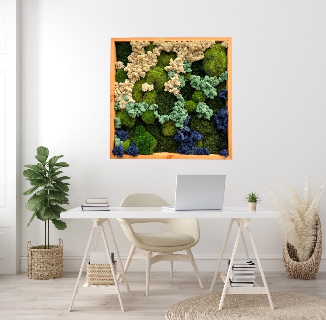 Moss Wall Art |size 36x36" |ombre Moss |green Wall |blue Moss |plant ...