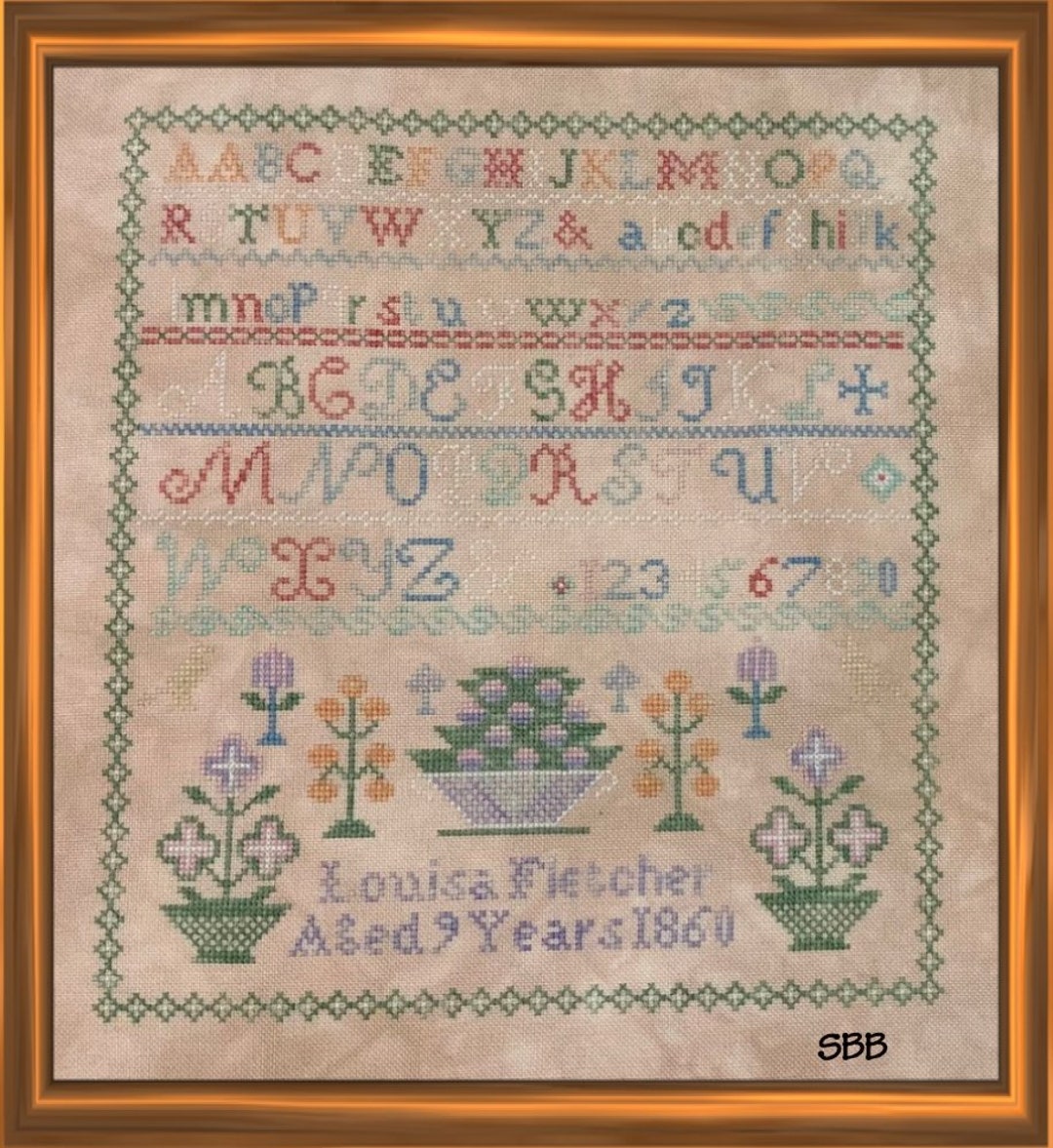 Rebel Stitcher Designs - Louisa Fletcher 1860 - Reproduction Sampler by ...