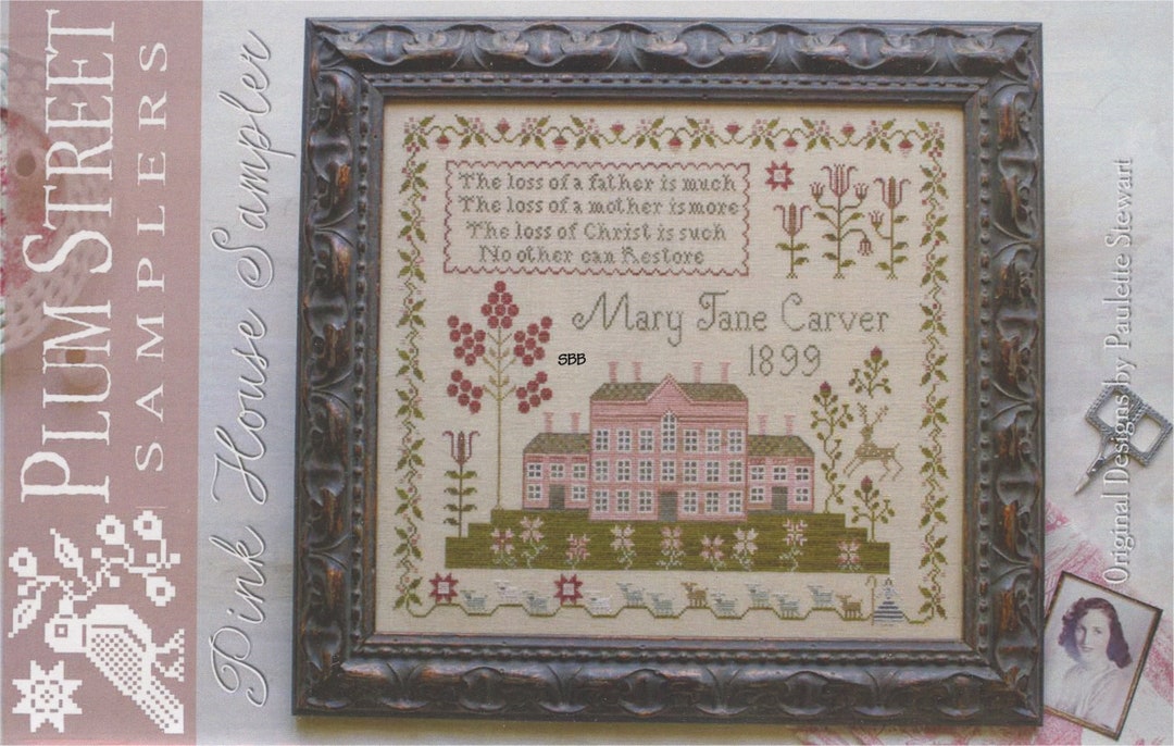 Plum Street Samplers Pink House Sampler - Etsy