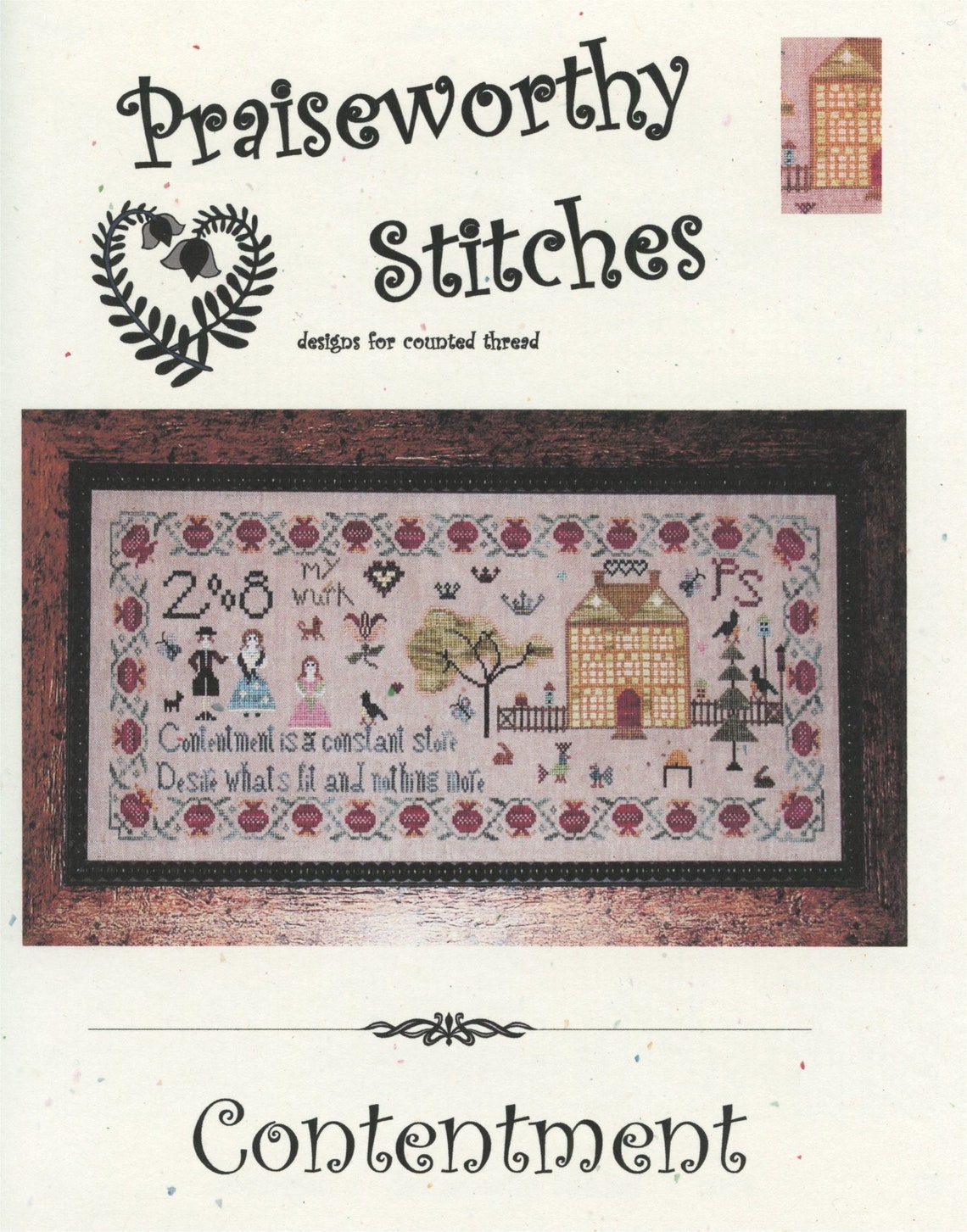 Praiseworthy Stitches - Contentment - Original Design by Pam Lewis - Etsy