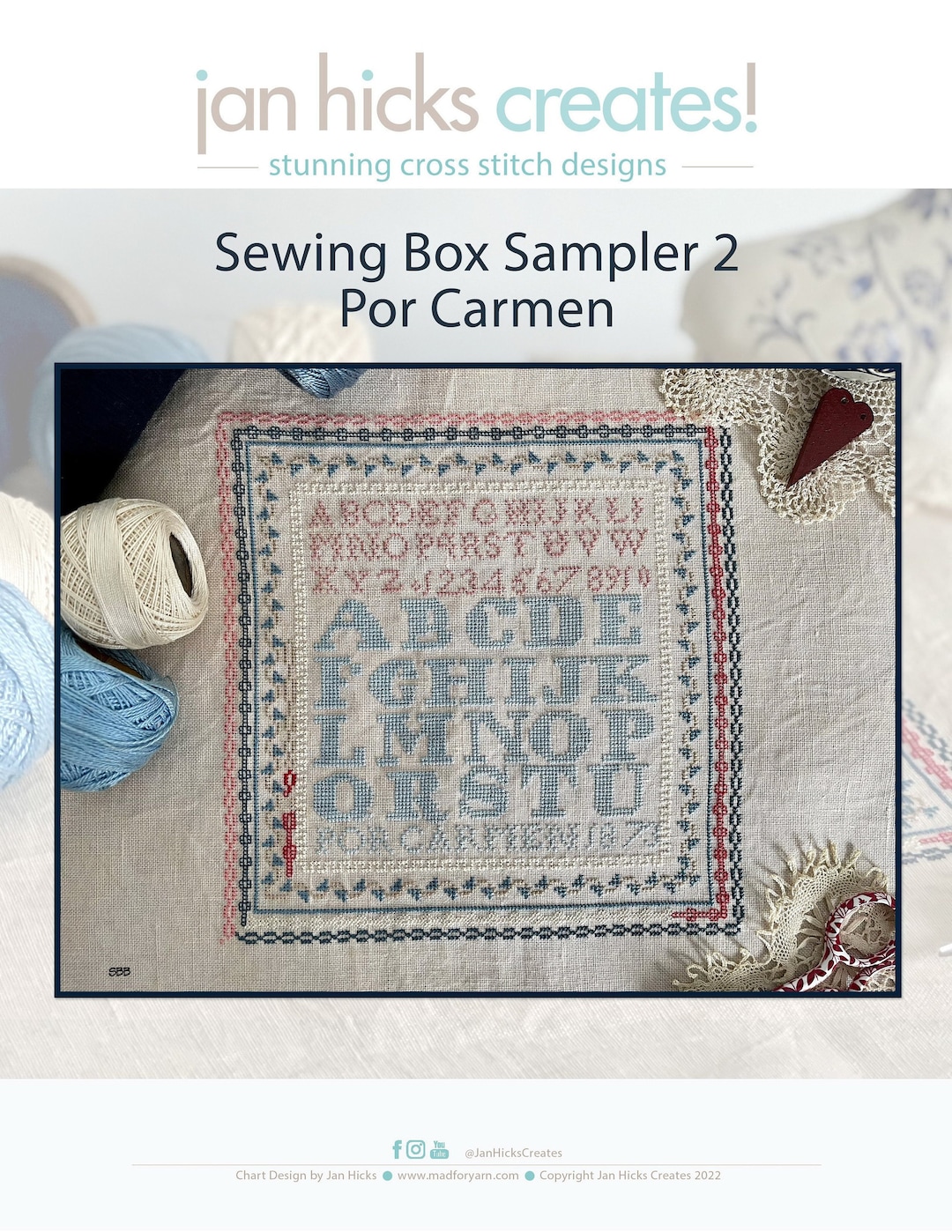 Jan Hicks Creates! - Sewing Box Sampler 2 - Por Carmen & Birth Sampler ...