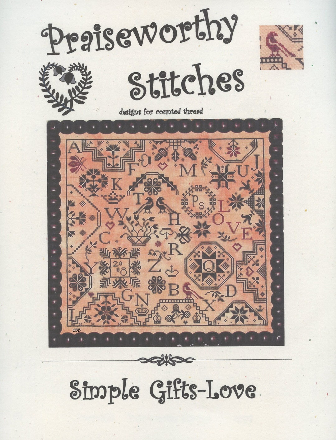 Praiseworthy Stitches Simple Gifts Love Original Design by Pam Lewis - Etsy