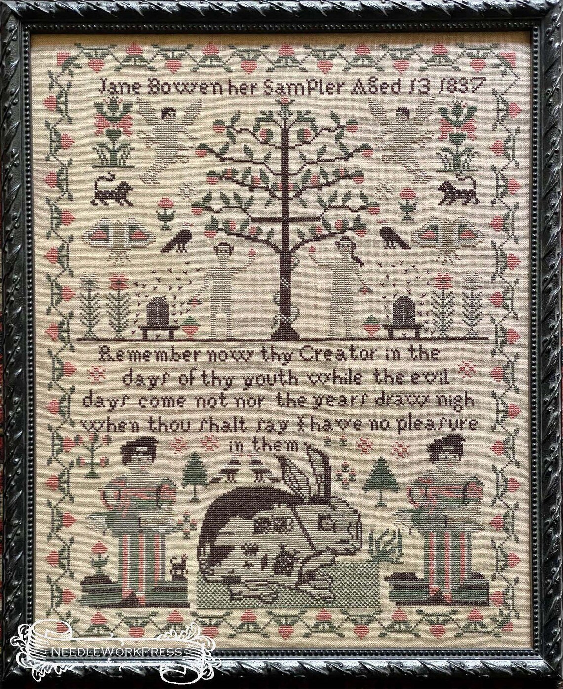 Needleworkpress - Jane Bowen 1837 - Antique Sampler Reproduction ...