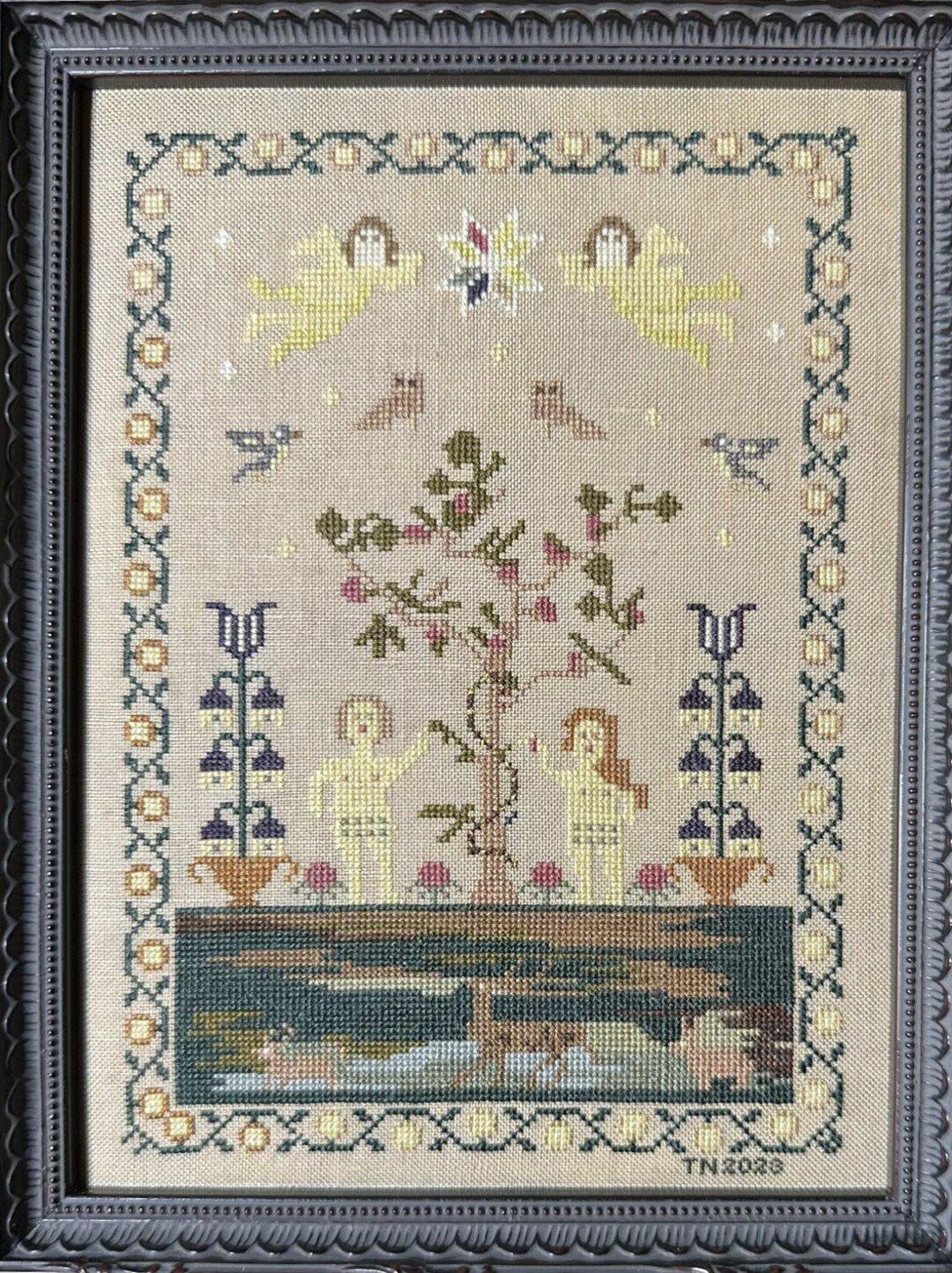 Needleworkpress - Petite Adam & Eve - Antique Sampler Adaptation Design ...