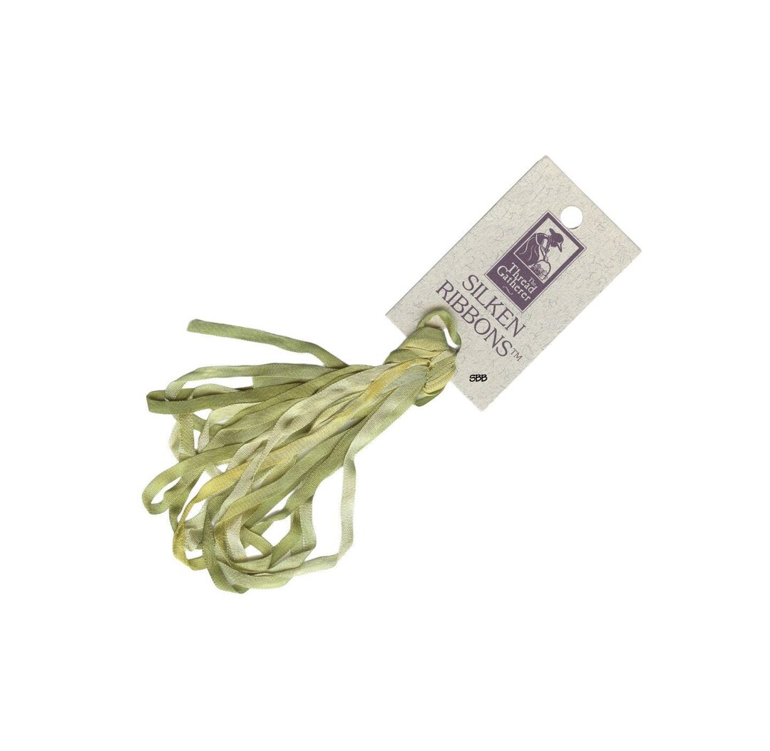 The Thread Gatherer 4mm Silken Ribbons 047 Willow Green Hand Dyed 100% ...