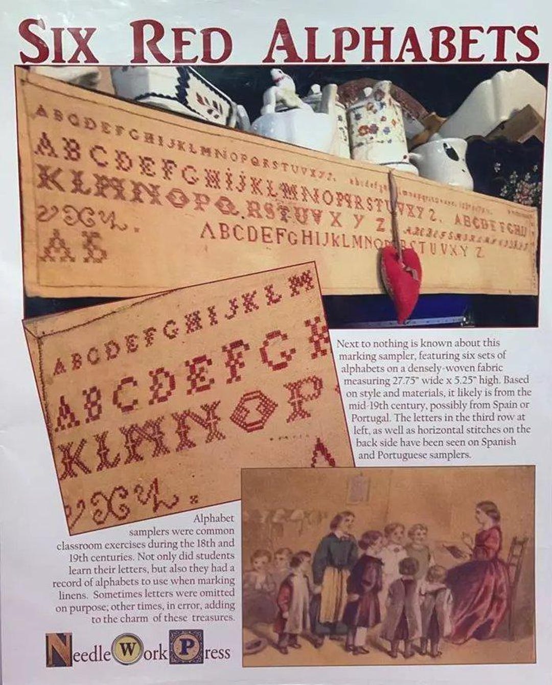 Needleworkpress - Six Red Alphabets - Antique Sampler Adaptation Design ...