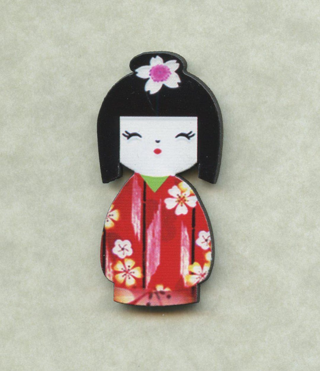 Handmade With Love ~ Kokeshi Wooden Needle Magnet ~ Made With Rare ...