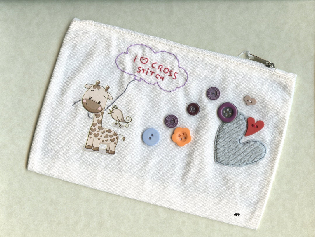 Romy's Creations - 8" X 5.5" Zippered Project Pouch (SP15) - Each Unique! - Hand Embellished by ...