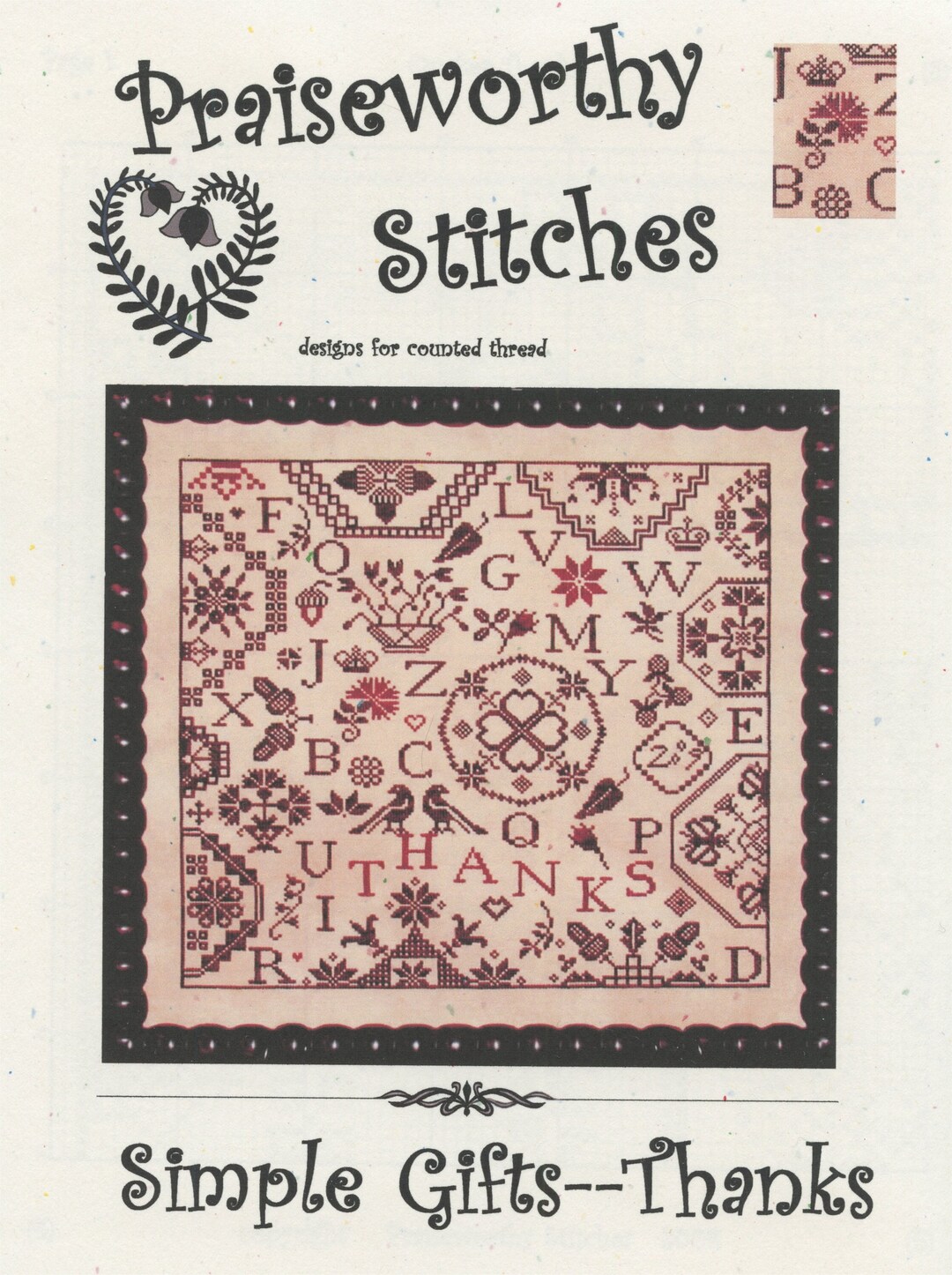 Praiseworthy Stitches - Simple Gifts ~ Thanks - Original Design by Pam ...