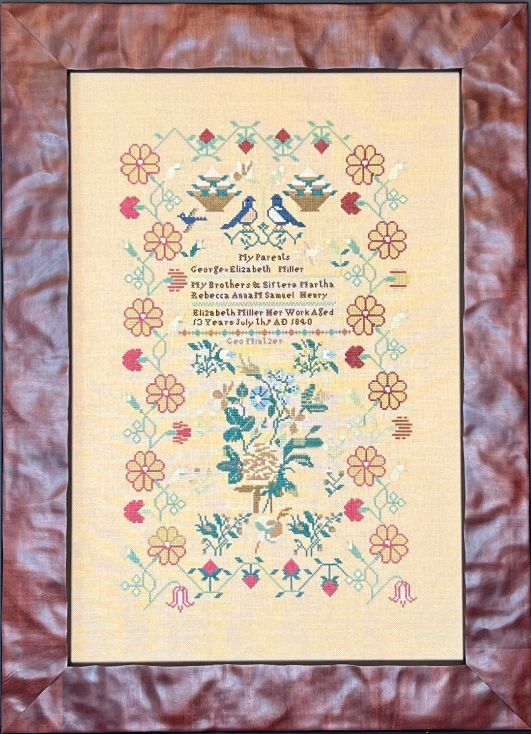 Queenstown Sampler Designs - Elizabeth Miller 1840 - Antique Sampler ...