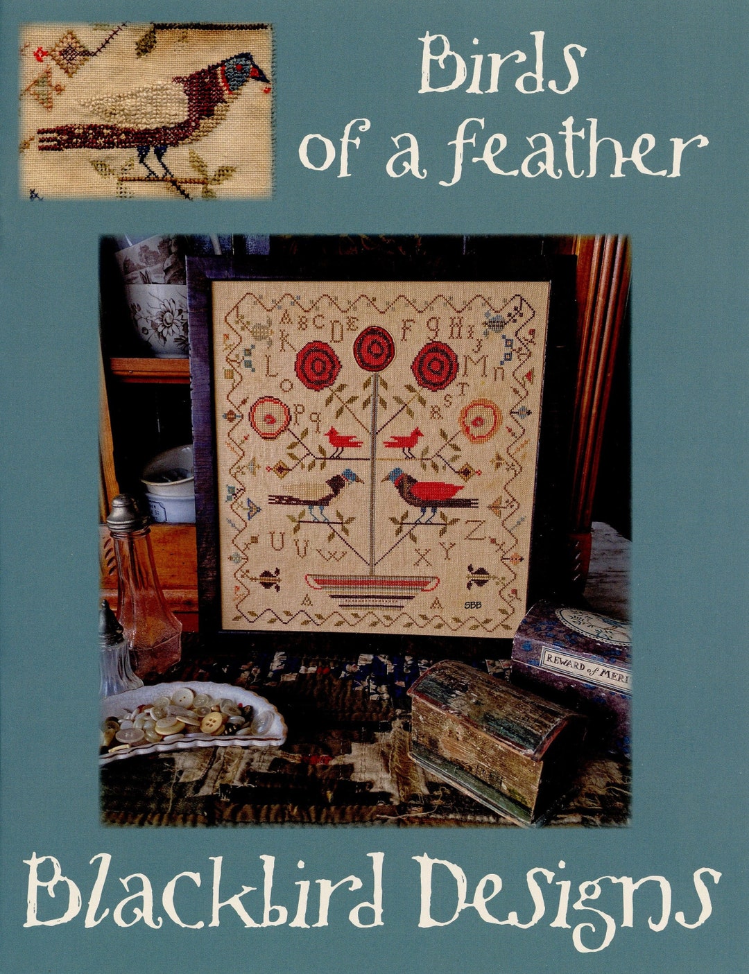 Blackbird Designs - Birds of A Feather - Antique Sampler Inspired ...