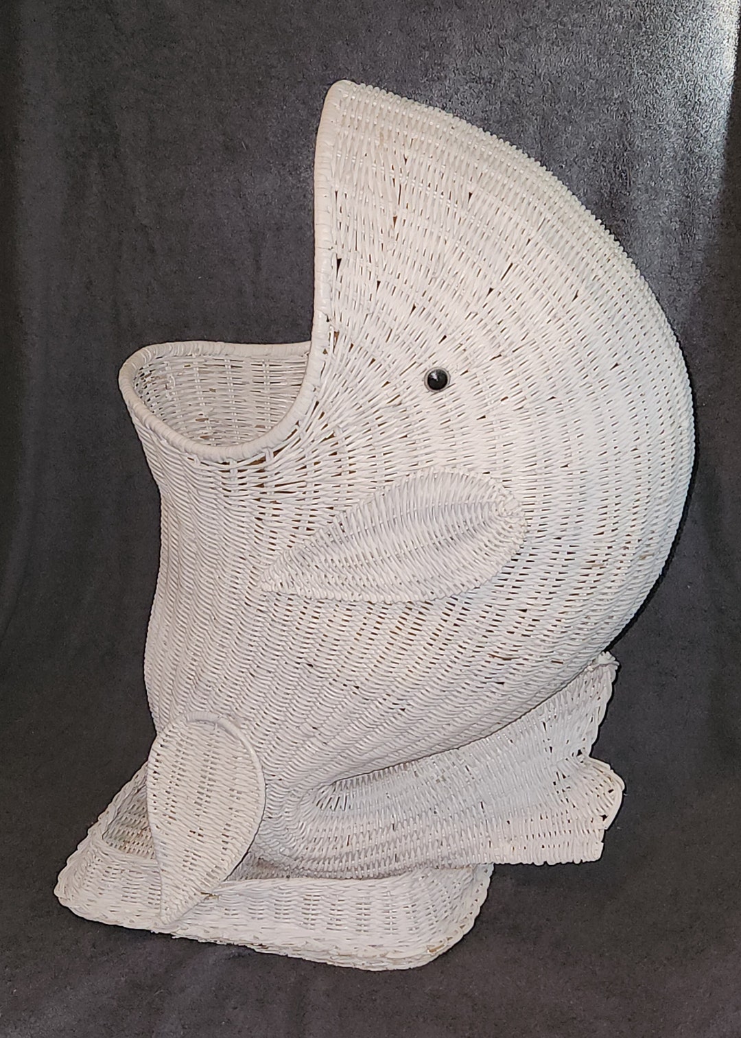 Vintage White Wicker Whale Planter Hamper 1970s 1980s - Etsy