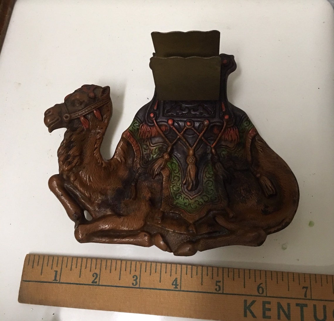 Antique Cast Iron Camel Ashtray With Cigarette Holder Egyptian Revival ...