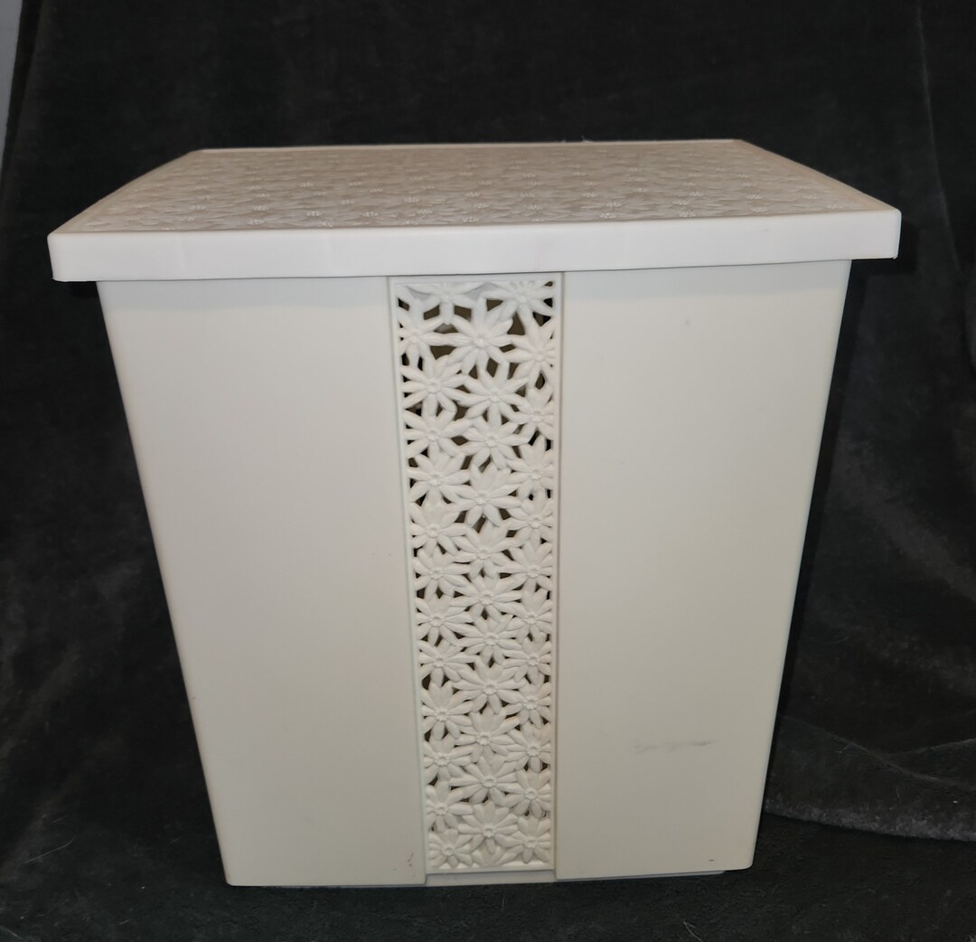 Mid Century Ivory Cream Plastic Clothes Hamper Daisies Pattern Fesco - Etsy