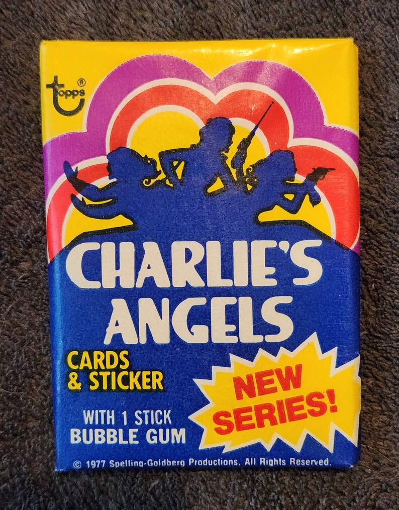 Vintage 1977 Charlie's Angels Sealed Wax Pack Trading Cards Series 2 Kate Jackson Farrah Fawcett ...