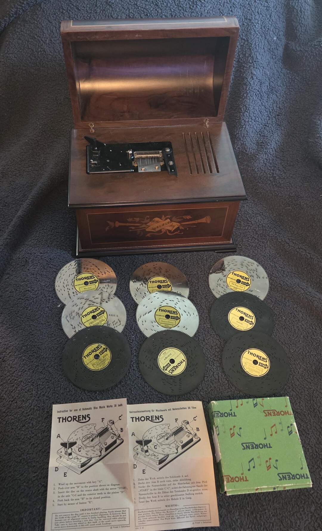 Antique Thorens Auromatic Disc Music Works Treasure Chest 30 Teeth ...