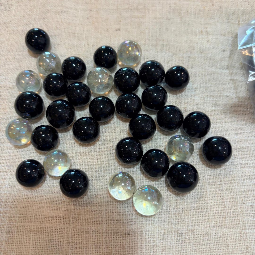 Vintage Style Glass Marbles Bulk Lot Black and Iridescent Clear Round ...