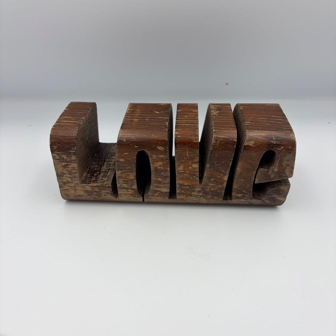 Vintage Wooden LOVE Block Sign Rustic Farmhouse Shelf Decor Accent - Etsy
