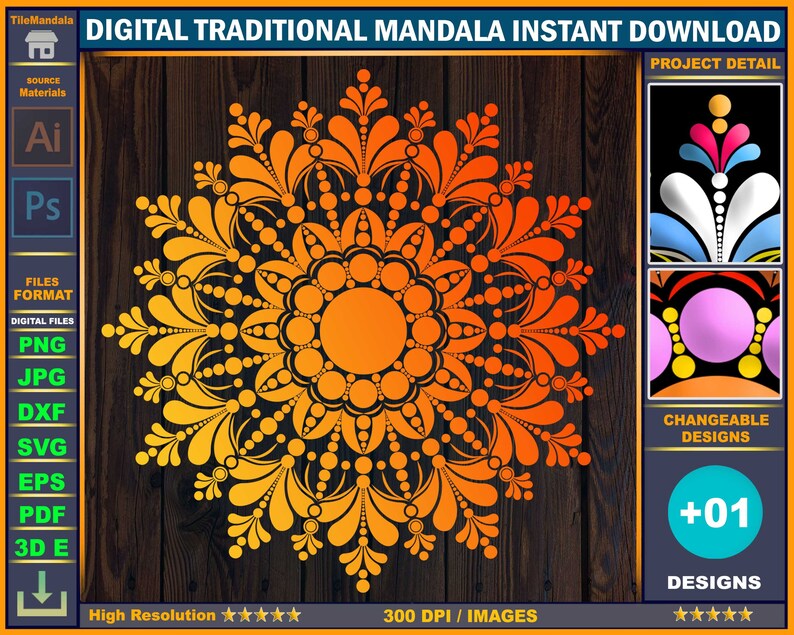 Henna SVG PNG Henna Design Svg Vector Files Digital Vector Meditation Mandala, Tile Mandala, Cut ...