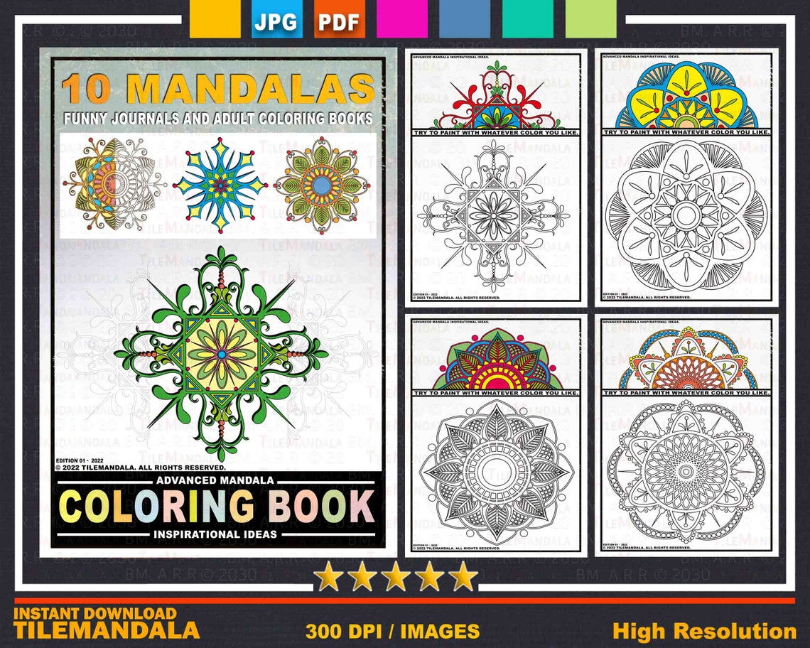 10 Mandala Coloring Book Printable Pdf Coloring Pages Digital - Etsy UK