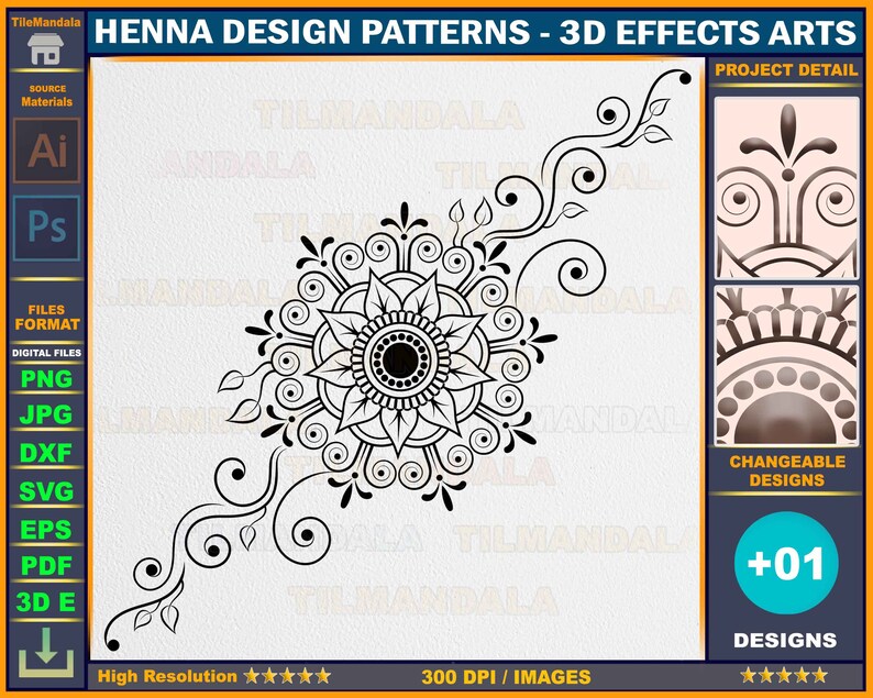 Henna Tattoo Svg Henna Png, Simple Henna, Tattoo Svg, Moroccan Henna ...