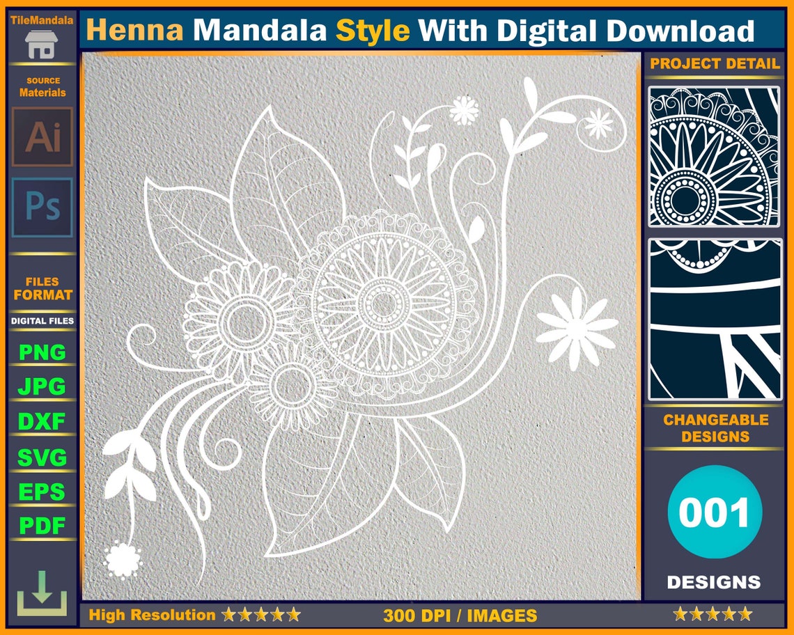 Henna SVG PNG Henna Design Svg Vector Files Digital Vector - Etsy