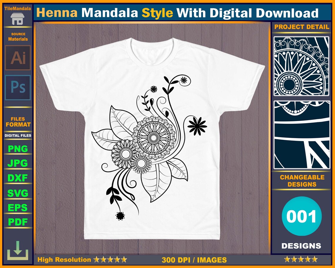 Henna SVG PNG Henna Design Svg Vector Files Digital Vector - Etsy