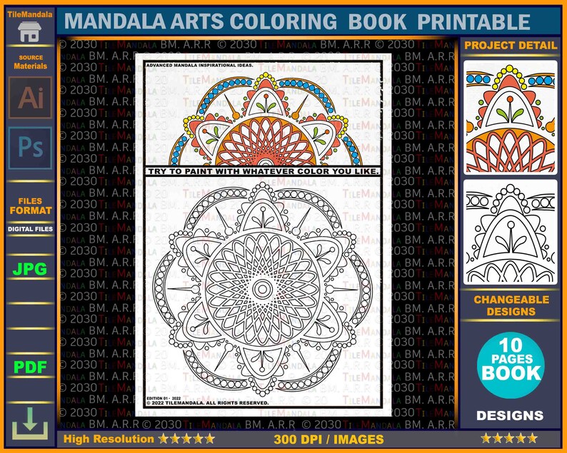10 Mandala Coloring Book Printable Pdf Coloring Pages Digital - Etsy UK