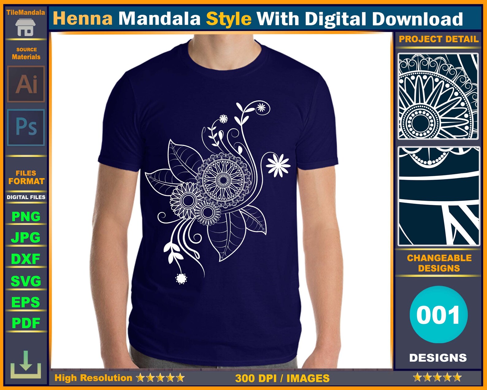 Henna SVG PNG, Henna Design Svg Vector Files, Digital Vector Tattoo ...